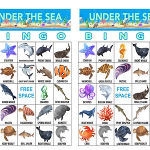 Under the Sea Bingo Game, Summer and Beach Fun, Summer Fun Games for ...