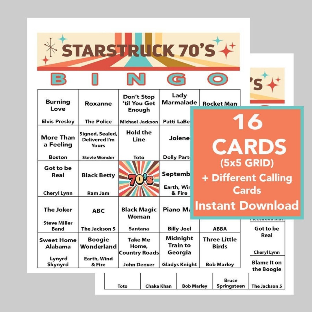 70's Music Hits, 70's Party, 70's Birthday, Instant Digital Download ...