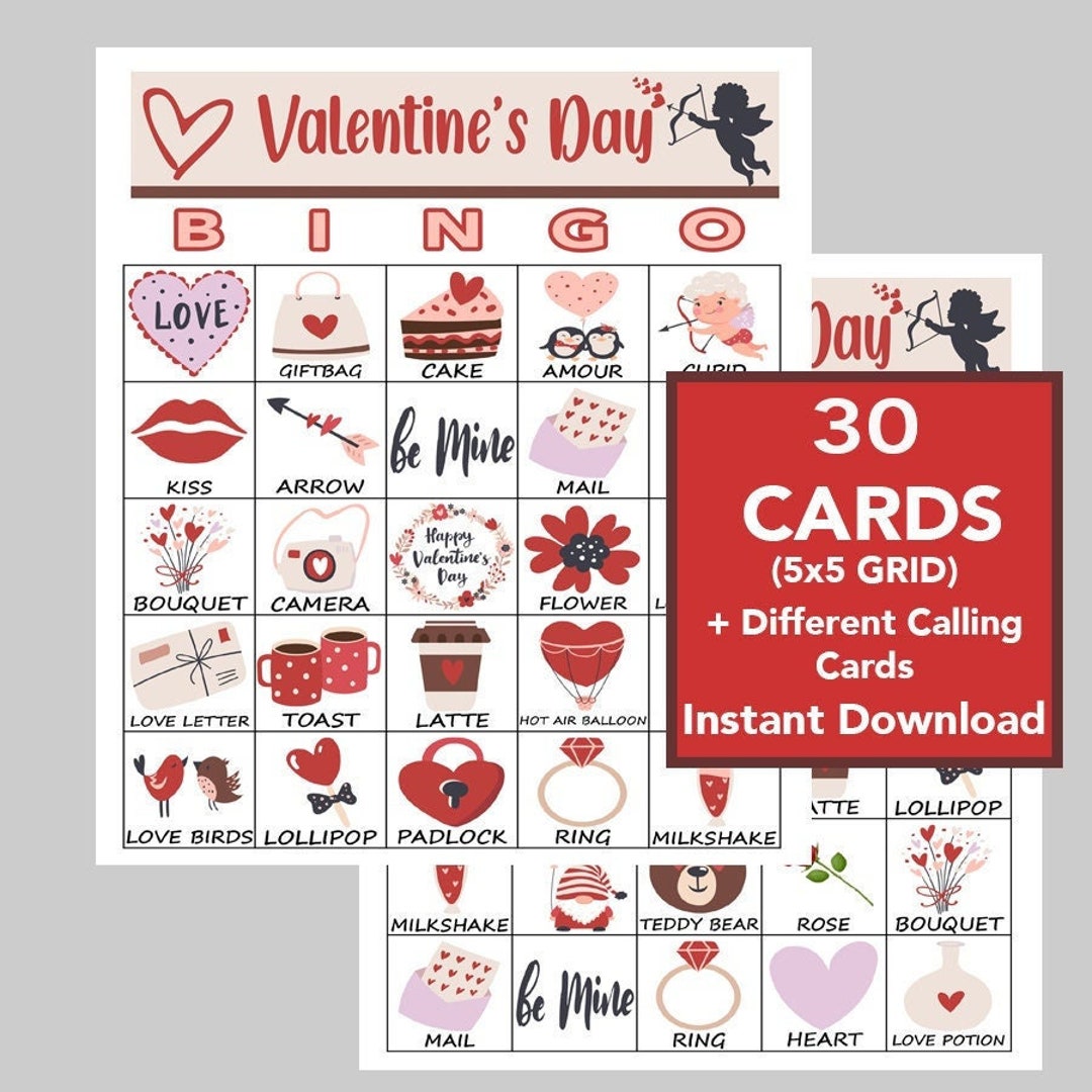 Valentine's Day, Valentine's Bingo, Love Game, Digital Download ...