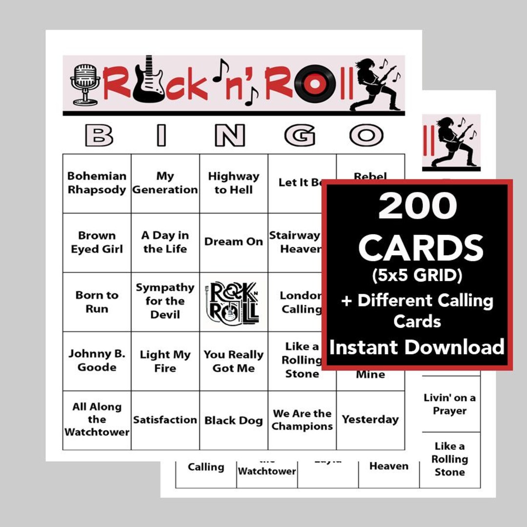 Rock 'n' Roll, Rock 'n' Roll Bingo, Music Games, Rock 'n' Roll Party ...