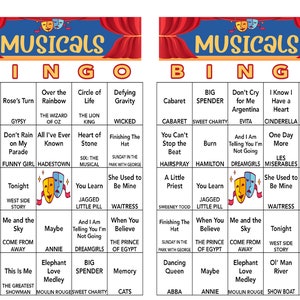 Broadway Music Hits, Broadway Musicals, Bingo Games, Printable Games ...