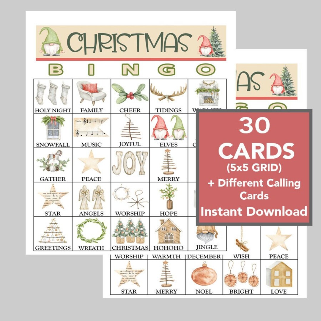 Christmas/holiday Bingo Cards: Printable Bingo, Kids Game, Senior ...
