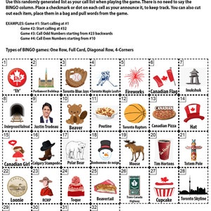 Canada Day, Canada Day Bingo Game, Summer Bingo, Party Bingo, Summer ...