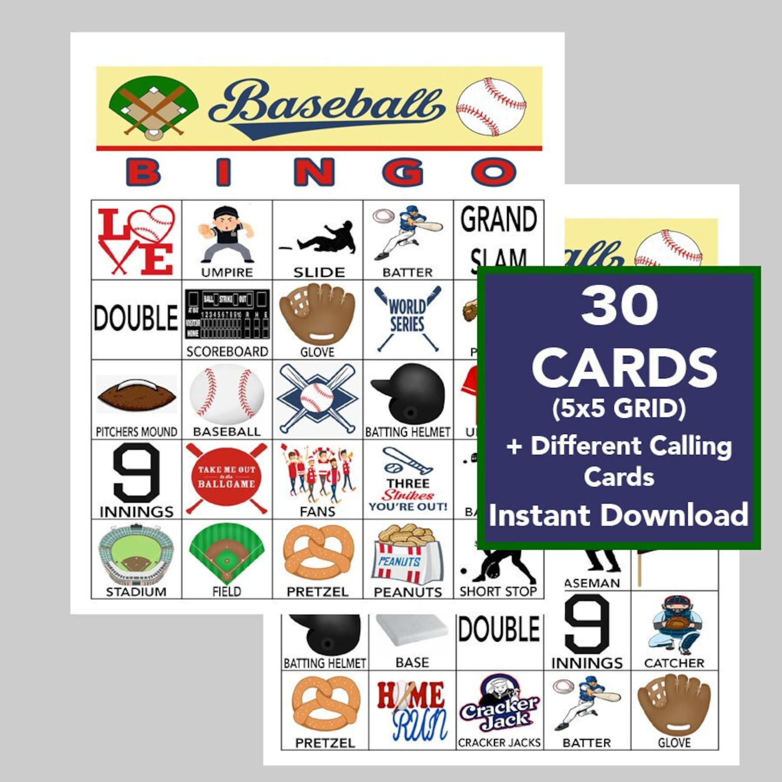 Baseball Bingo Game Sports Bingo Party Bingo Baseball - Etsy
