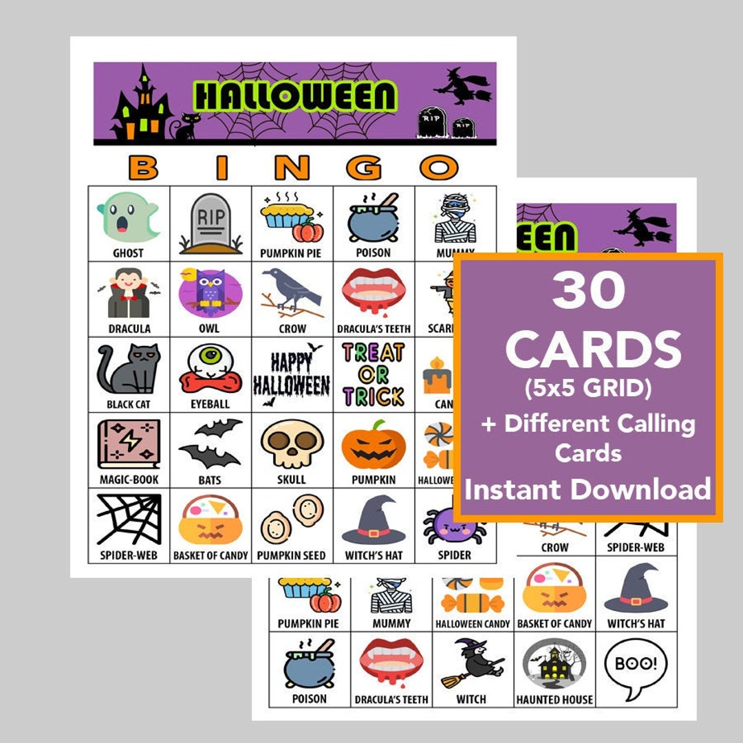 Halloween Bingo Cards, Download, Bingo Games, Printable Games, Virtual ...