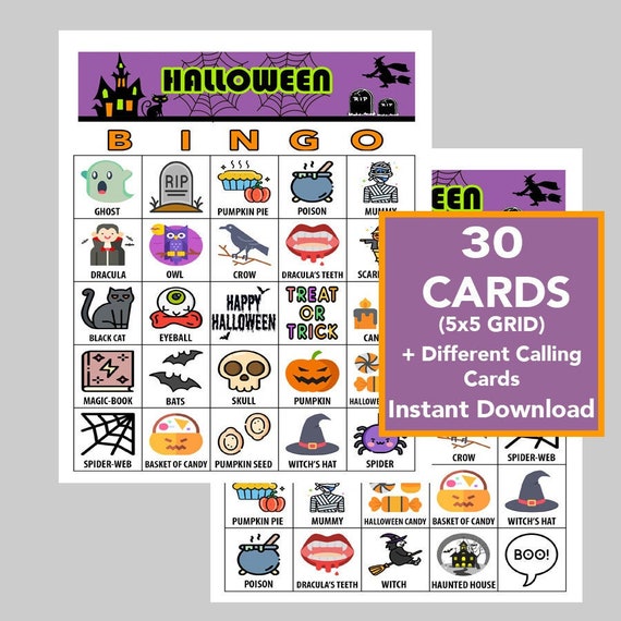 30 Printable Halloween Bingo Cards - Printable Word Searches