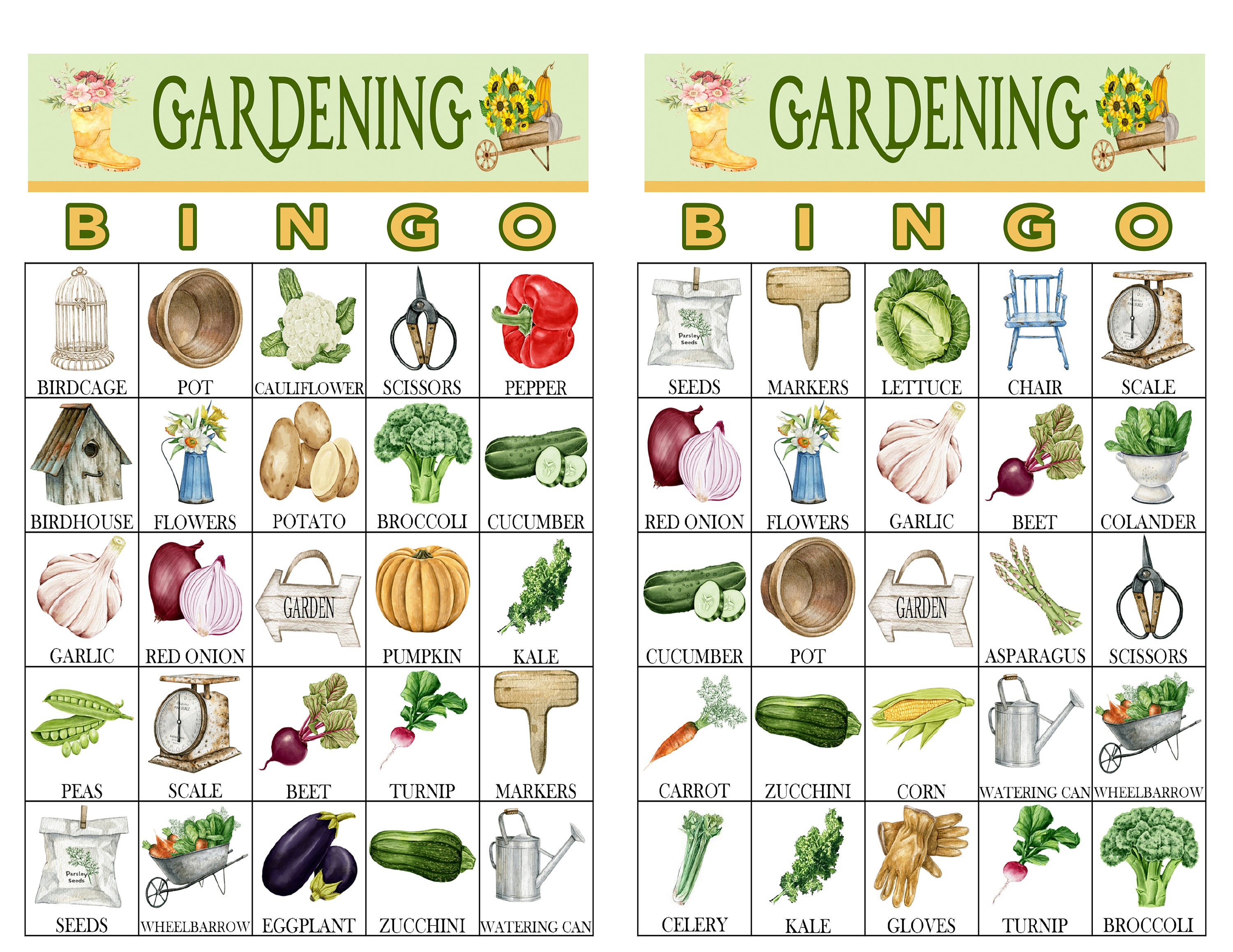 Garden Bingo Gardening Fun Senior Citizen Game Retiree - Etsy