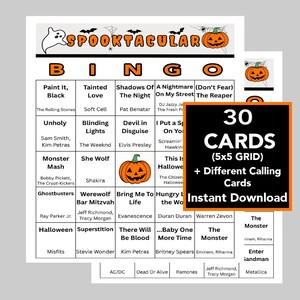 Halloween Music Bingo, 30 Unique Cards, Spotify/youtube Playlist ...