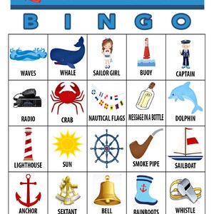 NAUTICAL Bingo Game Boating and Fishing Bingo Nautical Theme - Etsy