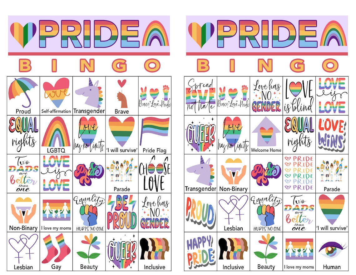 Pride BINGO Pride Month LGBTQ Party Game Digital Download - Etsy