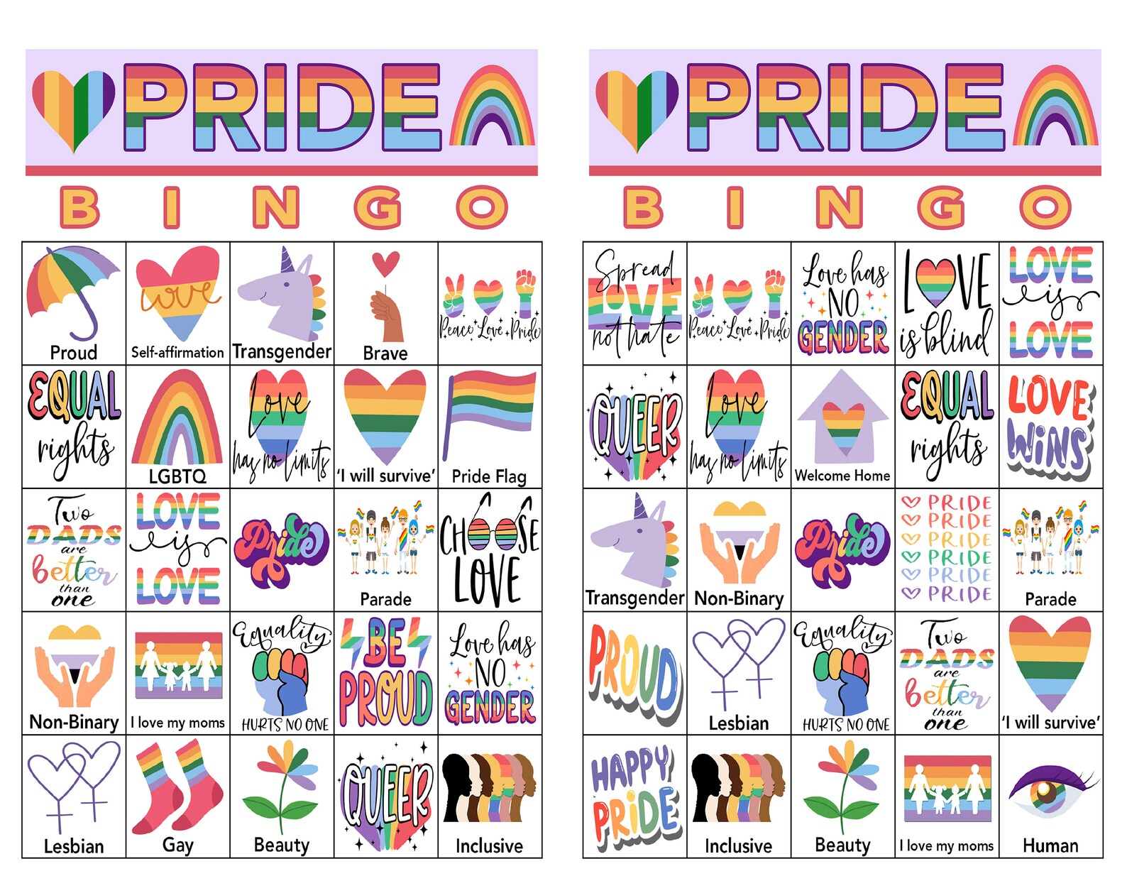 Pride BINGO Pride Month LGBTQ Party Game Digital Download - Etsy