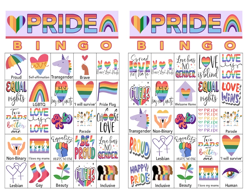 Pride BINGO Pride Month LGBTQ Party Game Digital Download - Etsy