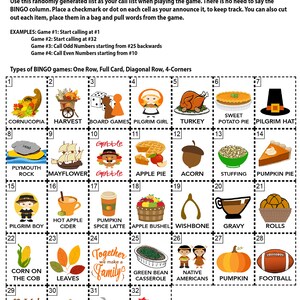 Thanksgiving Bingo, Thanksgiving Games, Thanksgiving Family Game ...