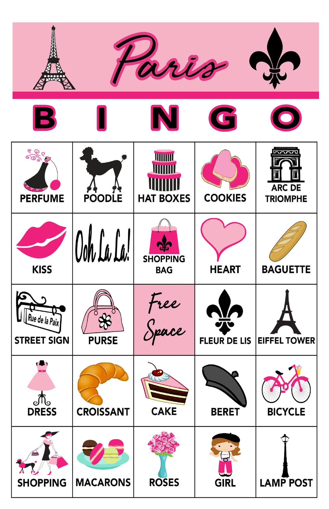 Paris France Paris Party Bingo Paris Games Digital - Etsy