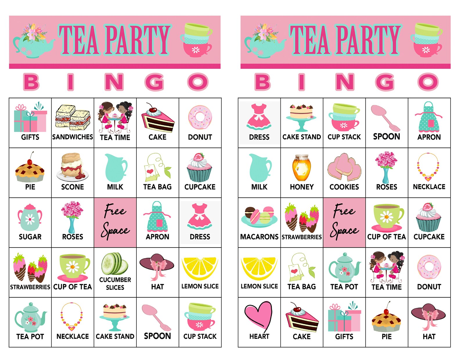 Tea Party Bingo Tea Party Games Birthday Party Digital - Etsy