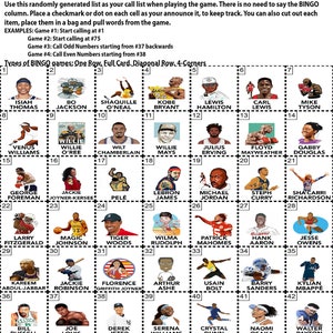 Black History Month Bingo, Black History Game, Black History Athletes ...