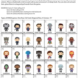 Superhero, Superhero Bingo Game, Kids Bingo, Party Bingo, Superhero ...