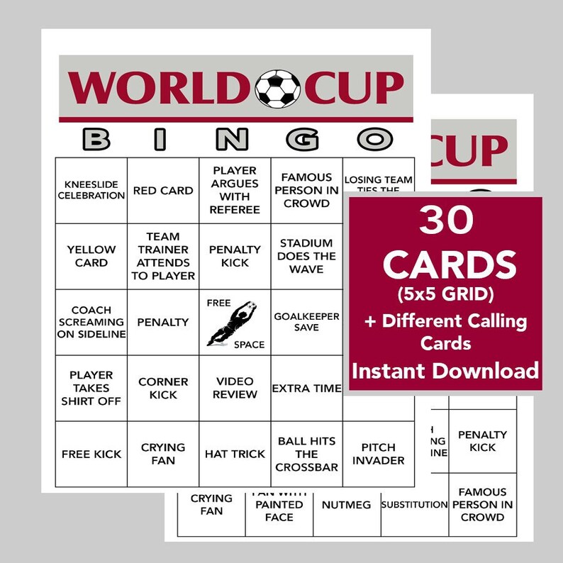 World Cup Football Bingo World Cup Soccer Bingo Football - Etsy Canada