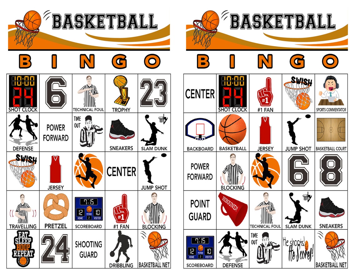 Basketball Bingo Game Sports Bingo Party Bingo Basketball | Etsy