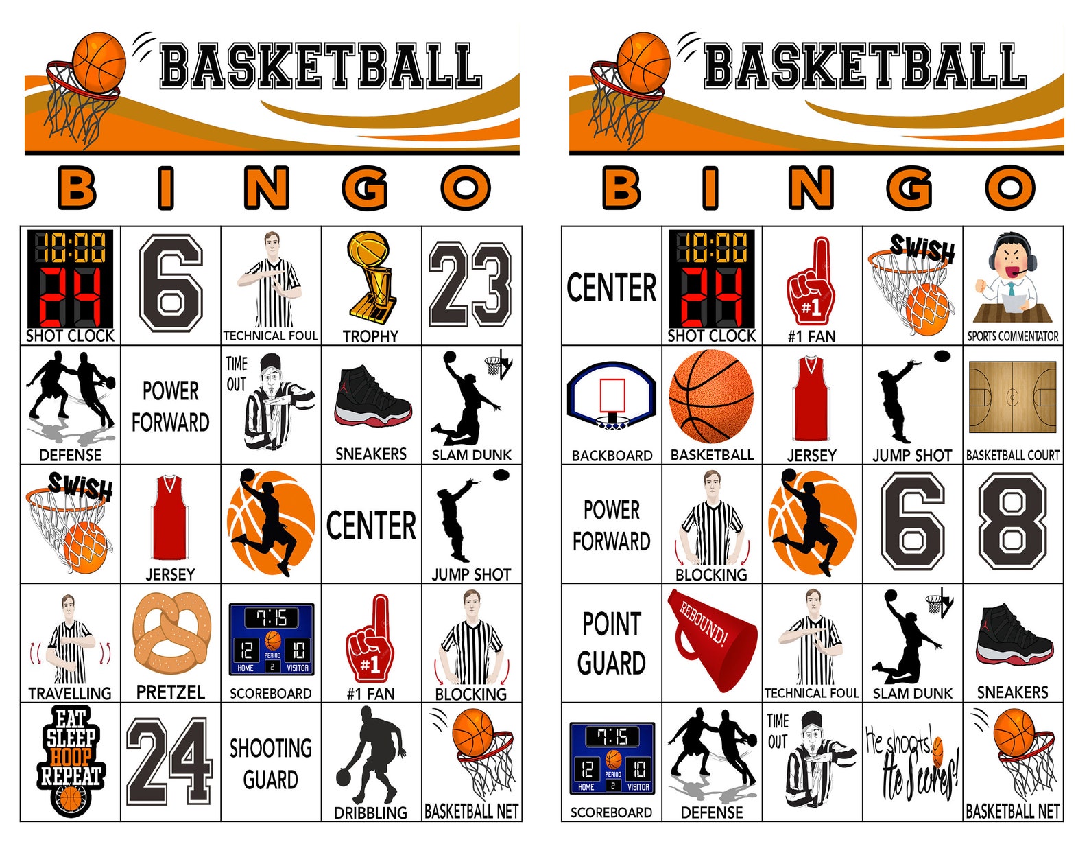 Basketball Bingo Game Sports Bingo Party Bingo Basketball - Etsy