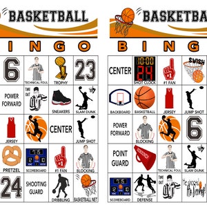 Basketball Bingo Game, 16 Unique Cards, Sports Party (digital Download ...