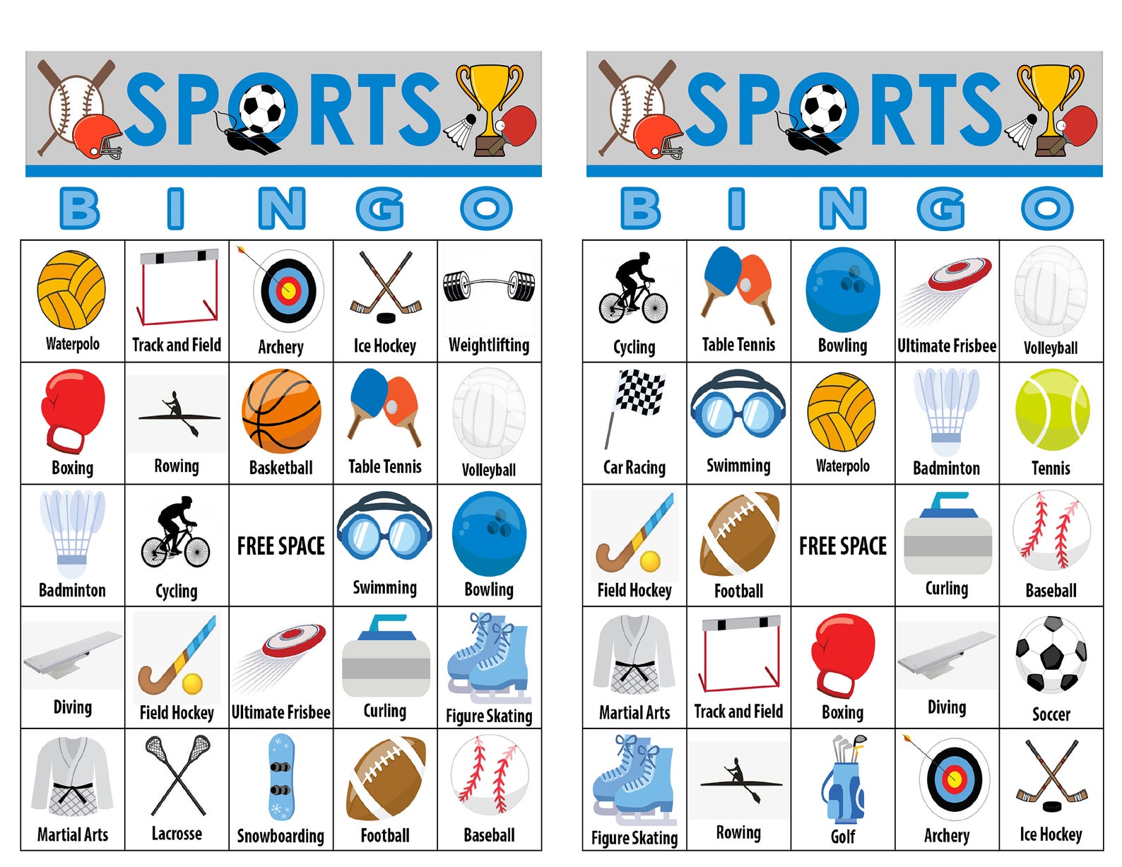 Sports Bingo Game Summer Bingo Party Bingo Summer Games - Etsy Canada
