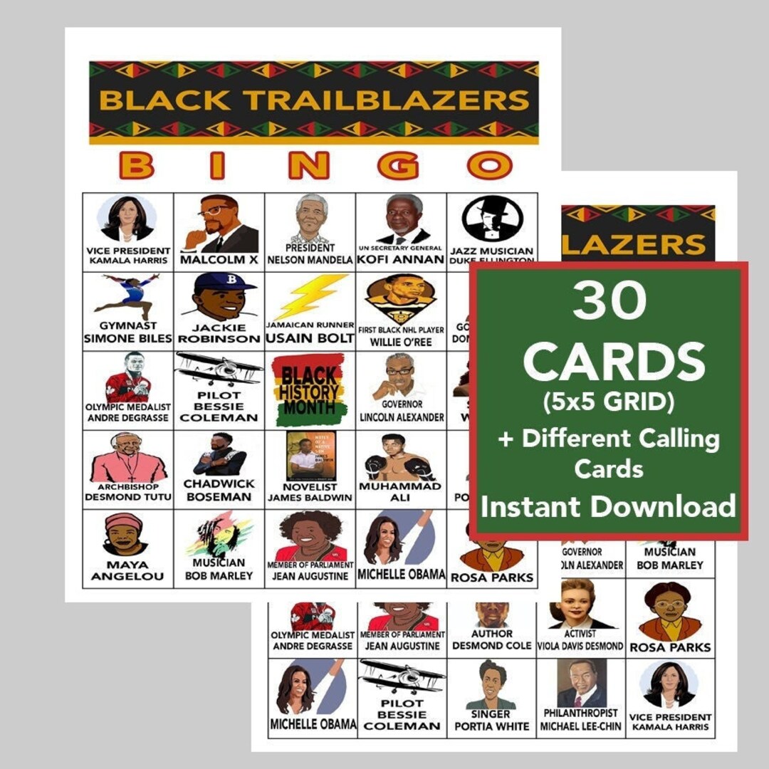 Black Trailblazers Bingo, Black History Month Game (30 Cards) (digital ...