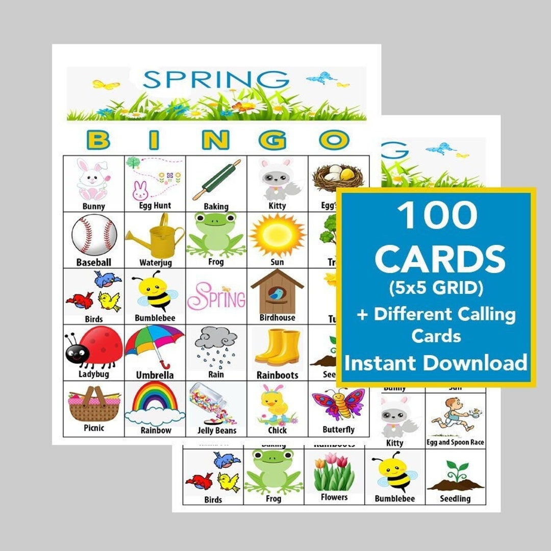 Spring Bingo, Springtime Bingo, Spring Party Bingo, Printable Bingo ...