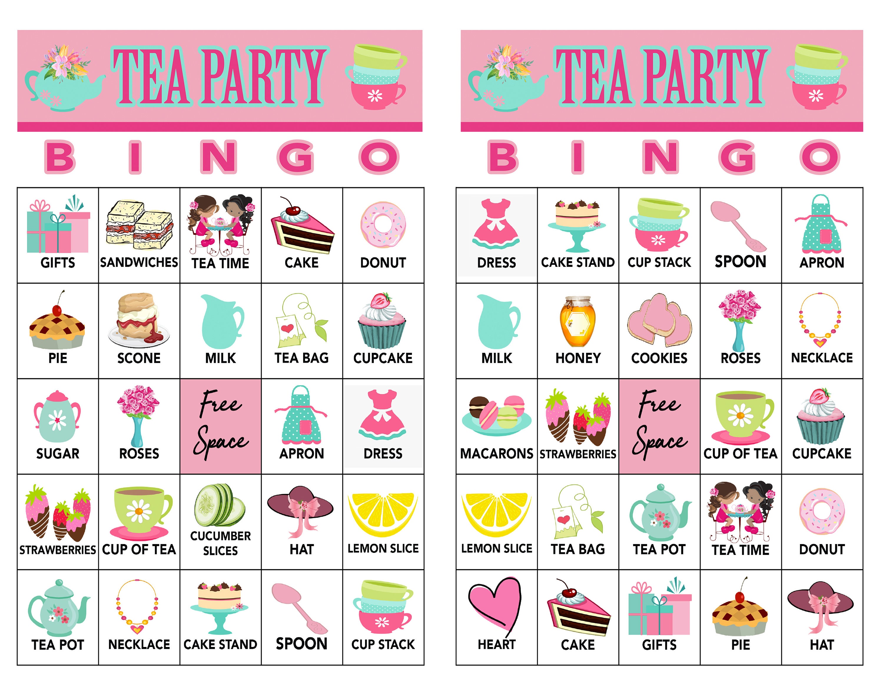 Tea Party Bingo Tea Party Games Birthday Party Digital - Etsy