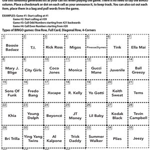 Rap Music, Rnb Music, Rap and Rnb Bingo, Music Games, Rap and Rnb Music, Digital Download, 60 ...