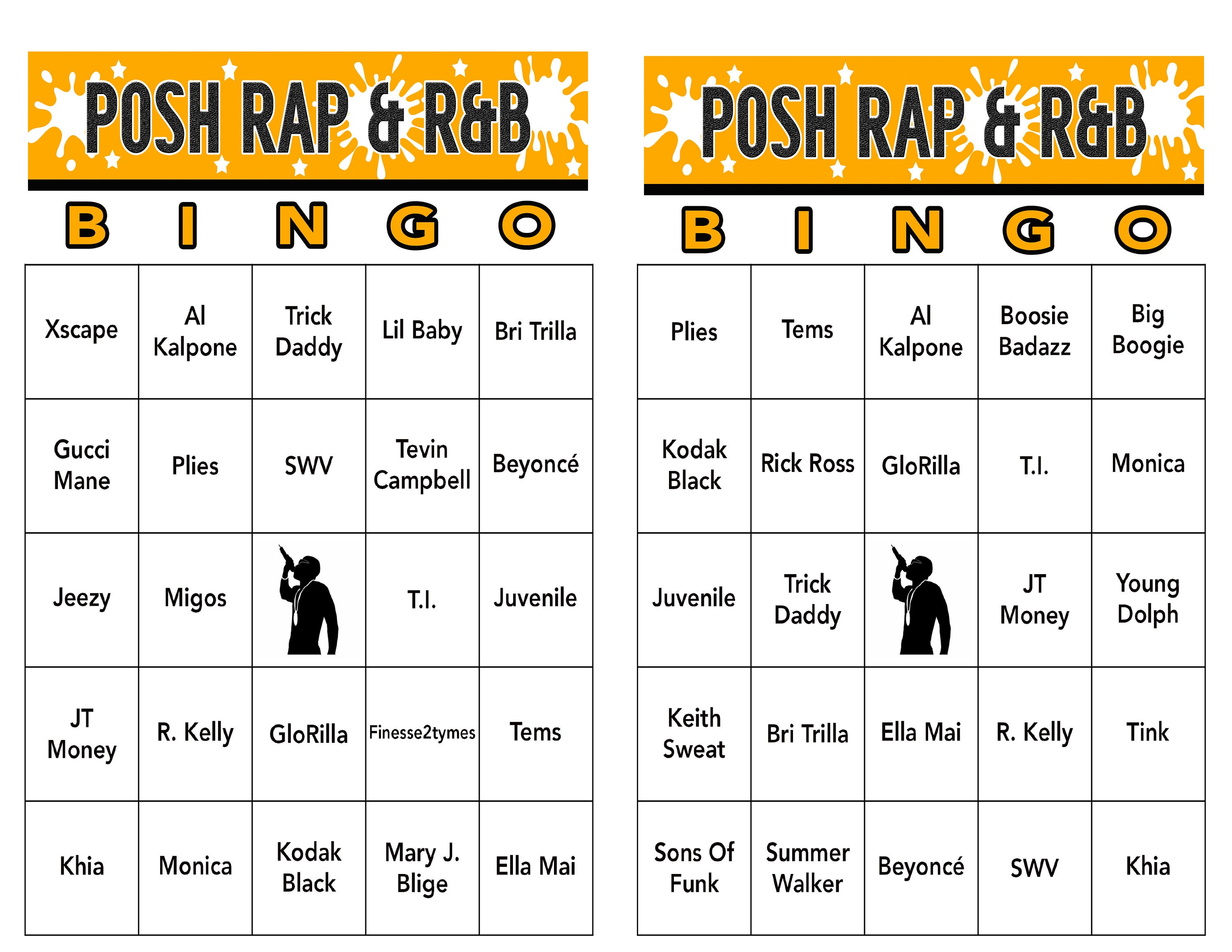 Rap Music Rnb Music Rap and Rnb Bingo Music Games Rap and - Etsy