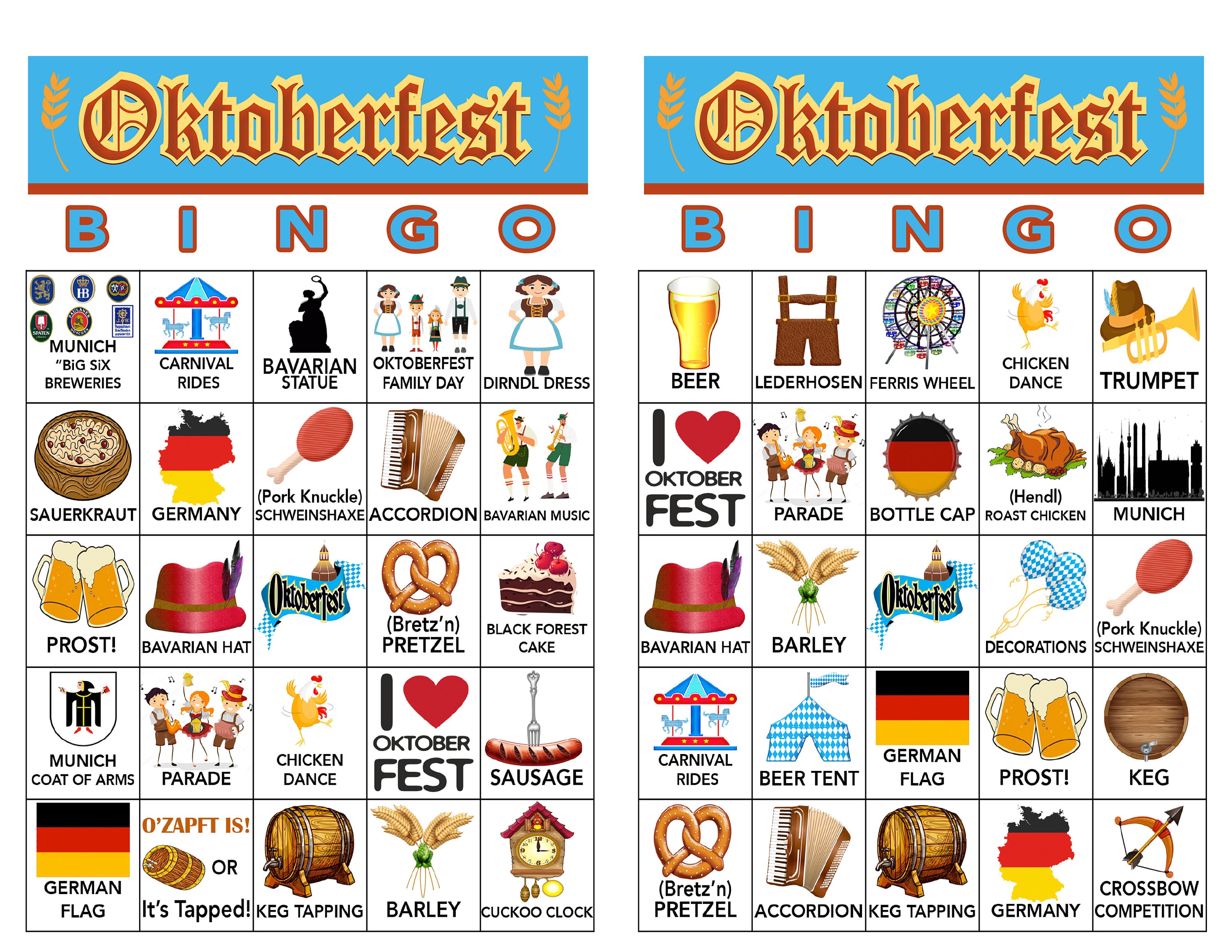 Oktoberfest Oktoberfest Bingo Bingo Games Printable Games - Etsy