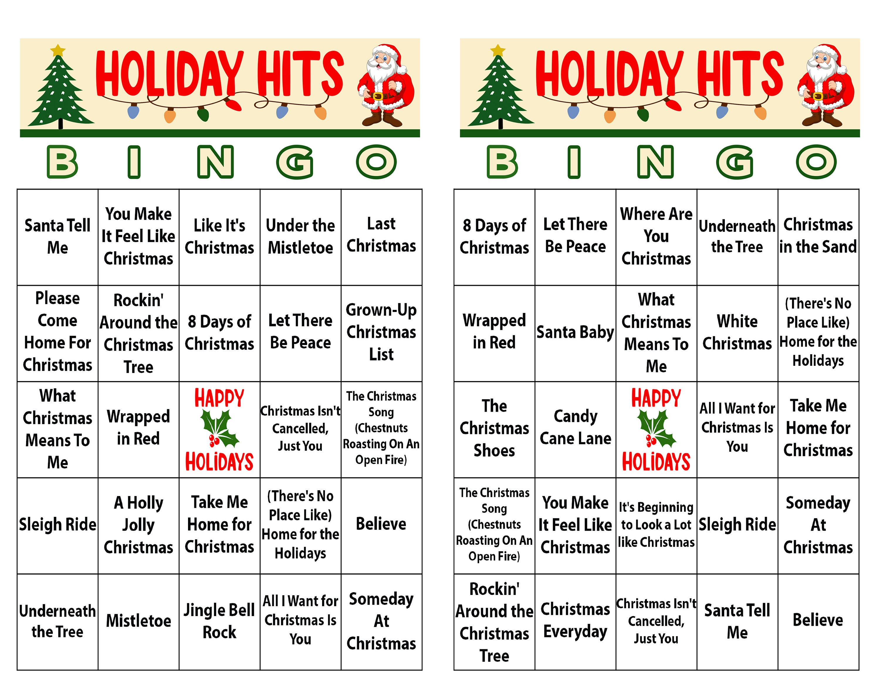 HOLIDAY Music, Holiday Party, Holiday Music Bingo, Digital Download ...
