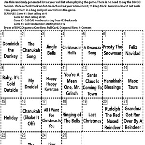 HOLIDAY Music, Bingo, Christmas, Hanukkah, Kwanzaa, Music Bingo ...