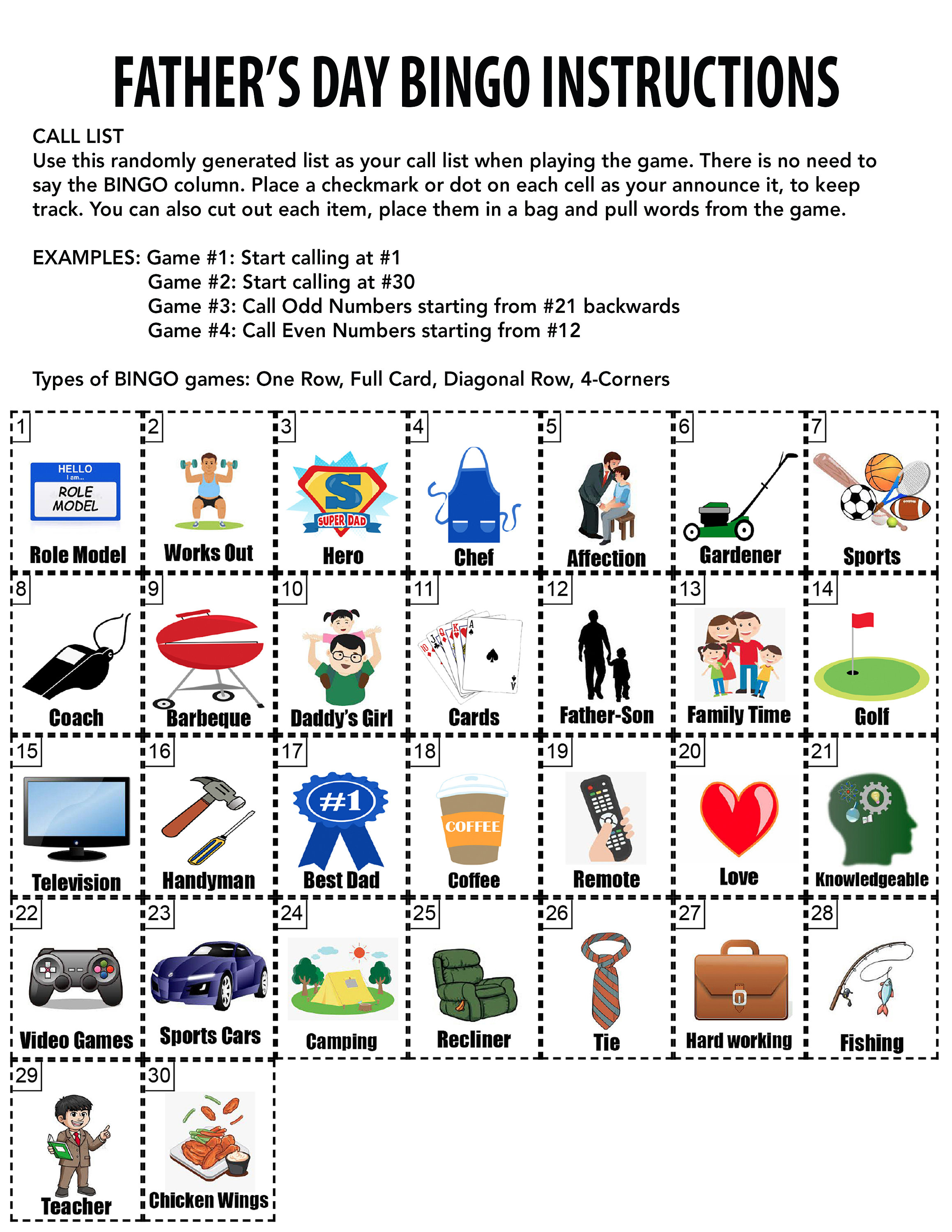 Father's Day Father's Day Bingo Family Games - Etsy