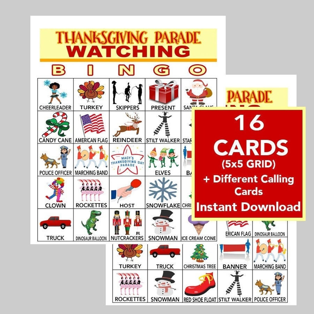 Macy's Thanksgiving Parade Bingo, Bingo Games, Printable Games, Digital ...
