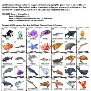 Under the Sea Bingo Game, Summer and Beach Fun, Summer Fun Games for ...