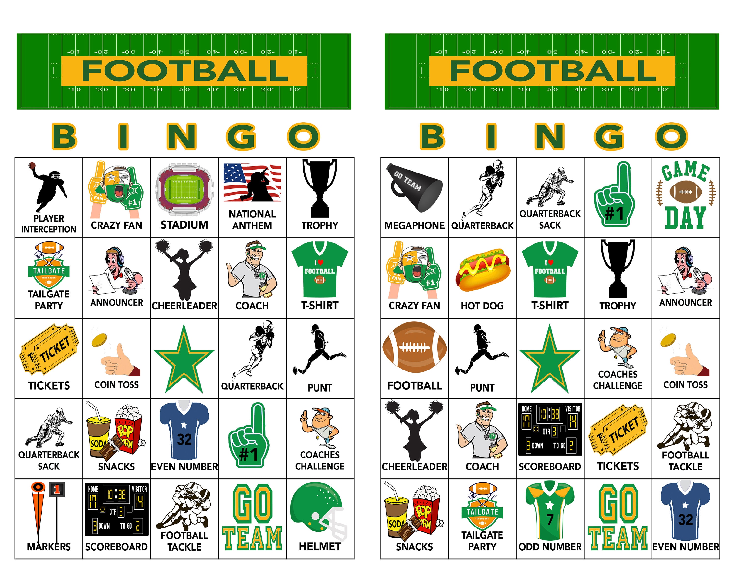Football Bingo Game Sports Bingo Party Bingo Football - Etsy