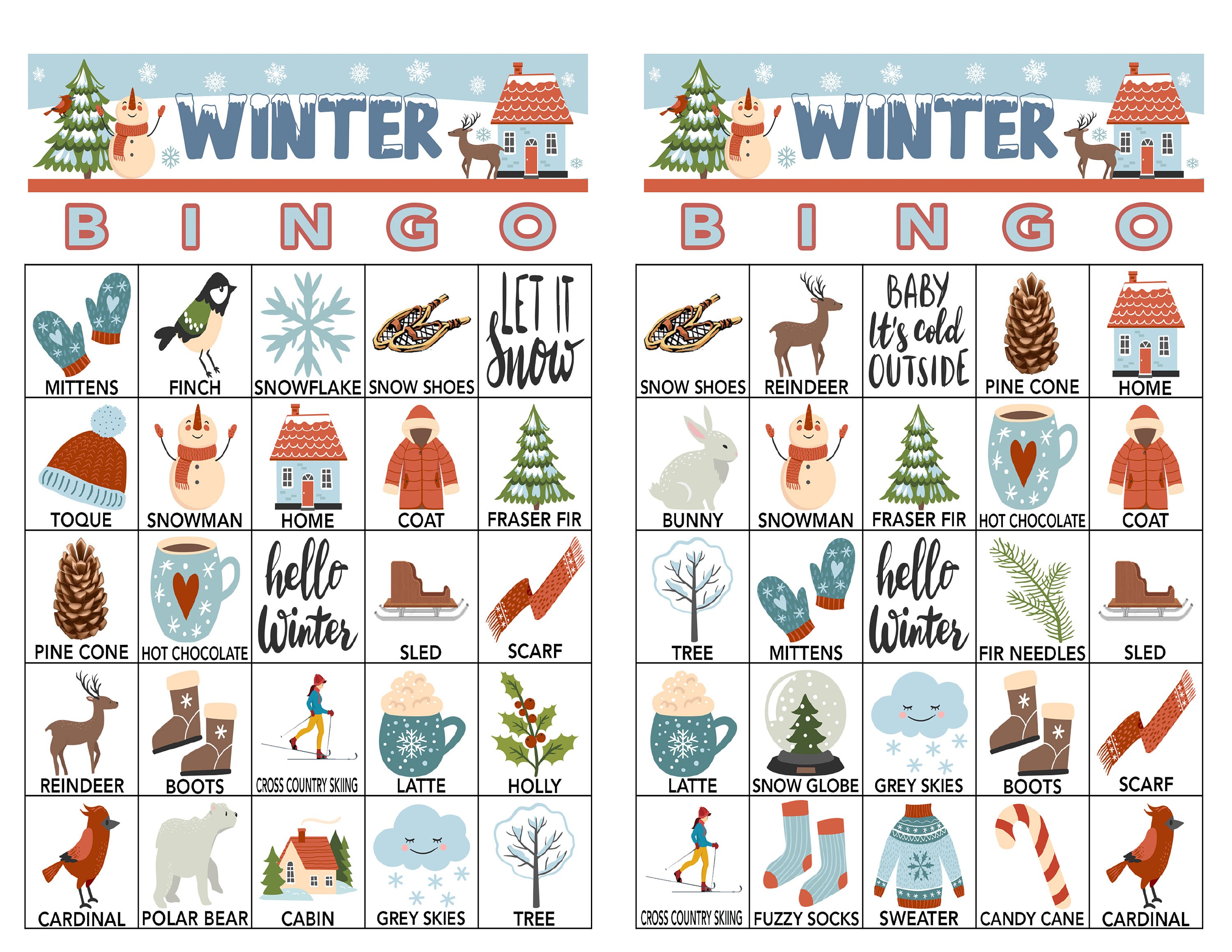 Winter Bingo Winter Games Fun Winter Games Winter Baby - Etsy