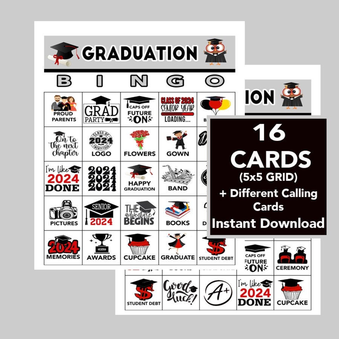 Graduation, Graduation Bingo, Grad Party, Graduation Bingo, 16 ...