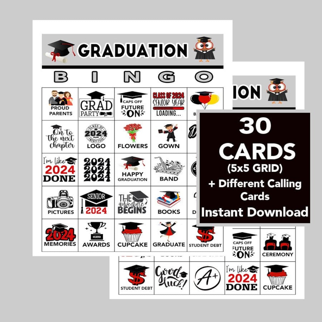 2024 Graduation, 2024 Graduation Bingo, Grad Party, Graduation Bingo ...