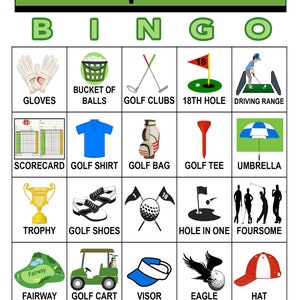 Golf Bingo Game Sports Bingo Party Bingo Golf Games Fun | Etsy