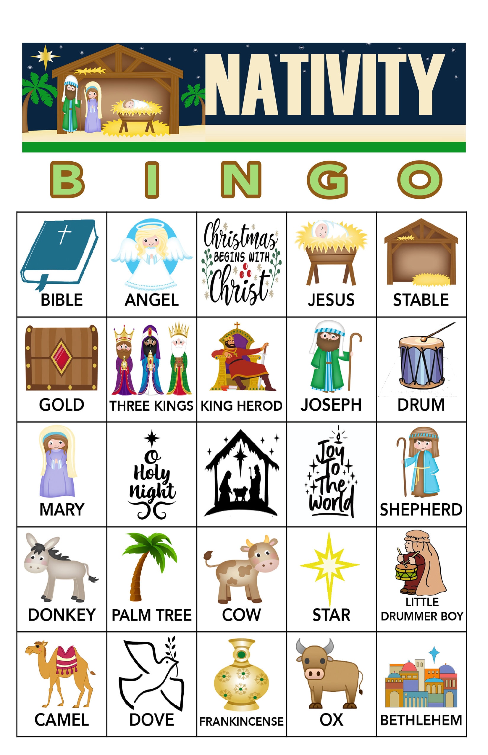 Nativity Bingo Church Bingo Youth Group Bingo Sunday School - Etsy Canada