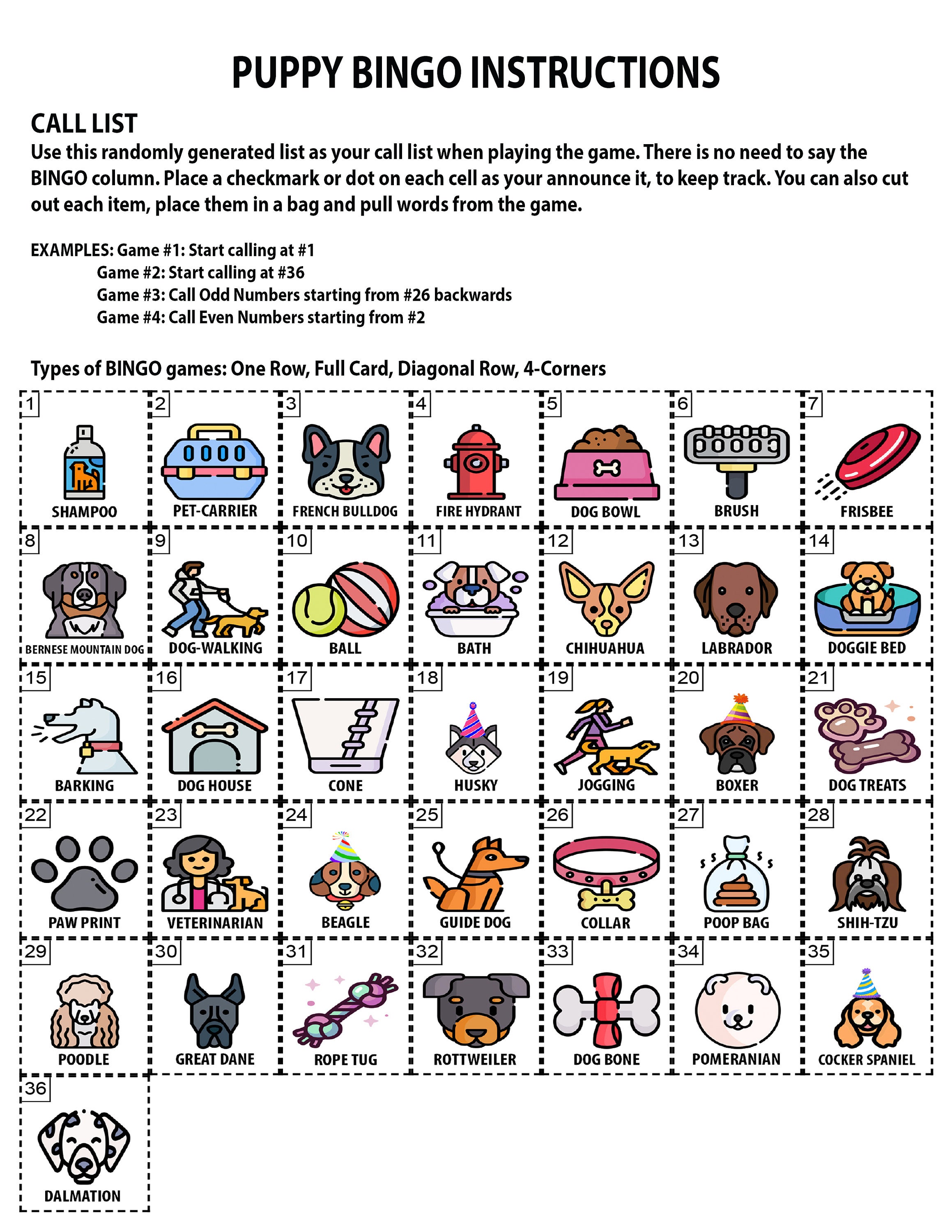 Dog Games Puppy Bingo Birthday Party for Kids Digital - Etsy