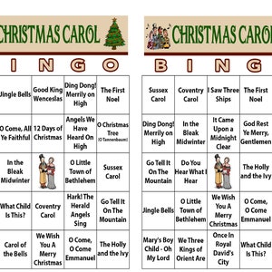 Christmas Carol Music, Christmas Party, Christmas Bingo, Digital ...