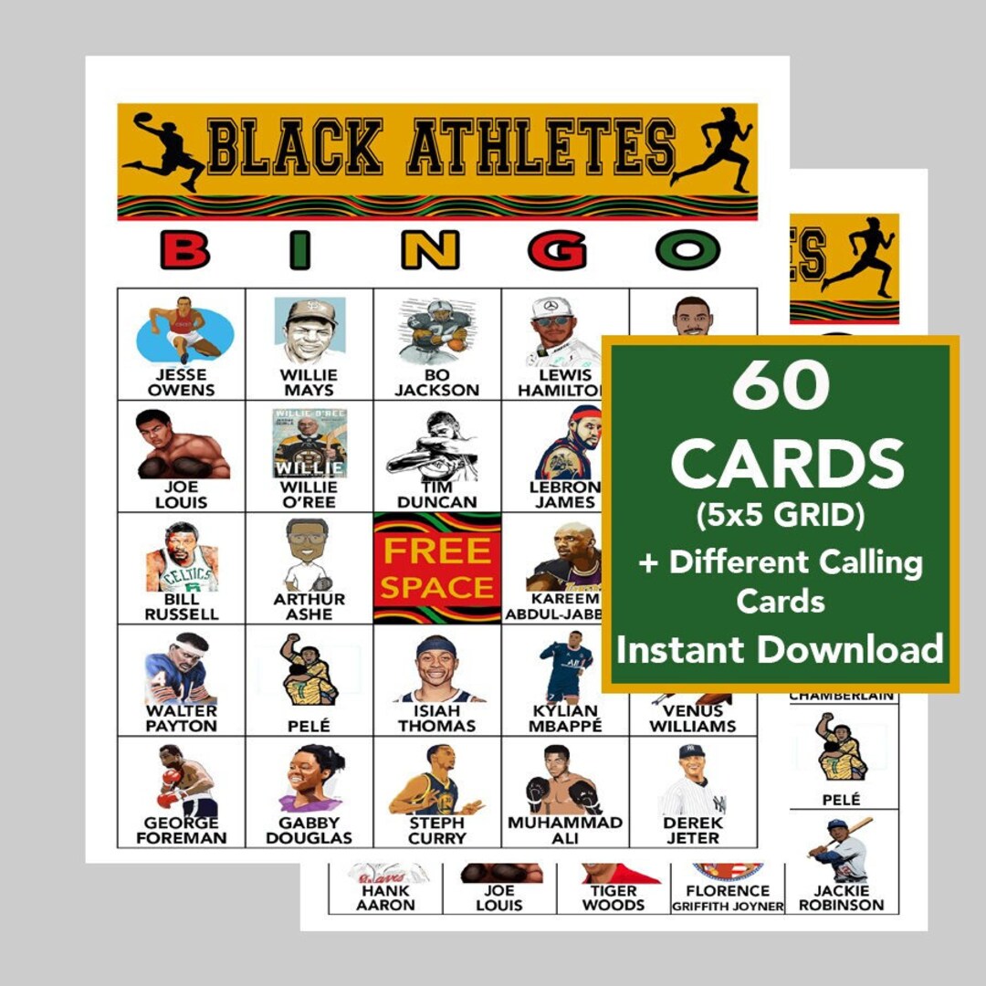 Black History Month Bingo, Black History Game, Black History Athletes ...