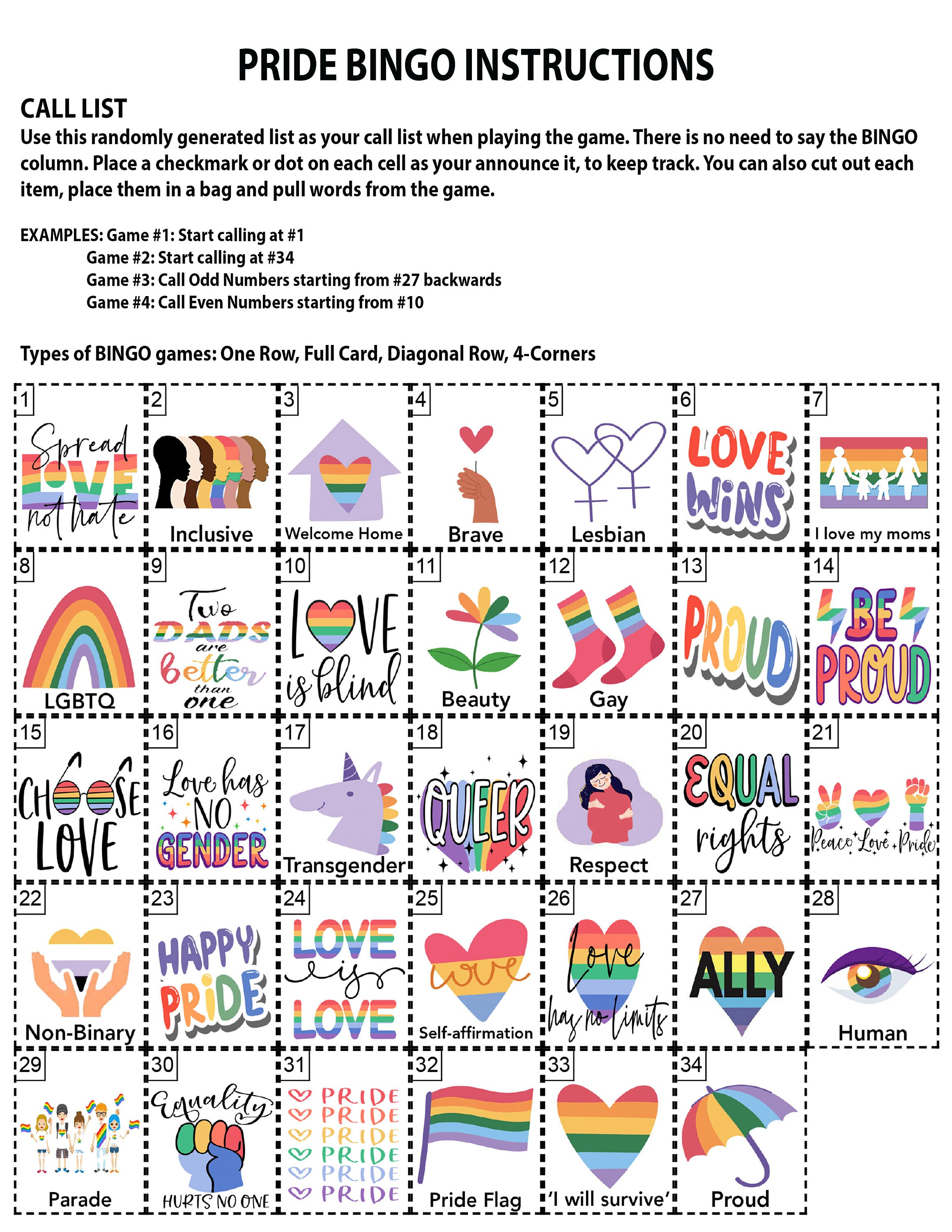 Pride BINGO Pride Month LGBTQ Party Game Digital Download - Etsy