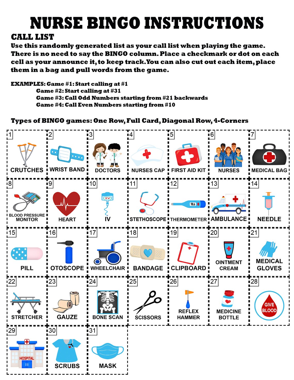 Medical Bingo Game Nurse Appreciation Week Nurse - Etsy