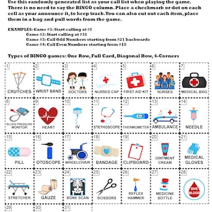 Medical Bingo Game, Nurse Appreciation Week! Nurse Graduation ...