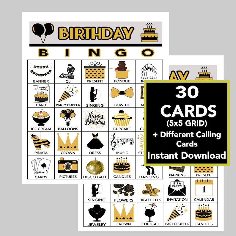 Happy Birthday, Birthday Party Bingo, Birthday Games, Bingo Games ...